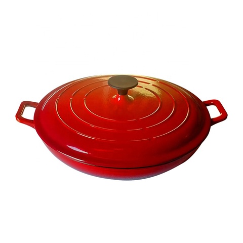 Buy Stron Thai 32 Cm Green Cast Iron Cookware Enamel Round Shallow Cast ...