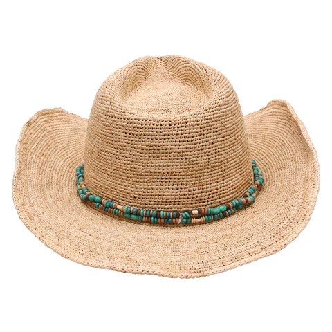 Buy Wholesale Classical Crown Adjustable Raffia Straw Cowboy Hat With ...