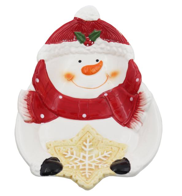 Buy Christmas Ceramic Painting Plate, Snowman Ceramic Plate, Biscuit ...