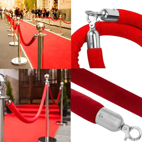 Buy 4 Pieces Of Red Velvet, 6-foot Velvet Hanging Pillar Rope, Crowd ...