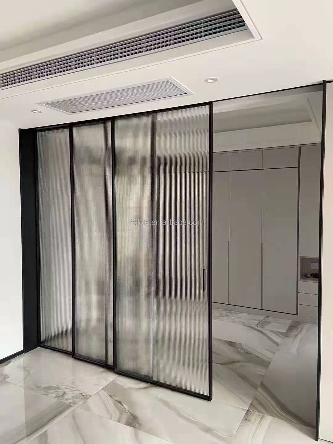 Buy Aluminum Frame Glass Interior Use Hidden Sliding Barn Door Hanging ...