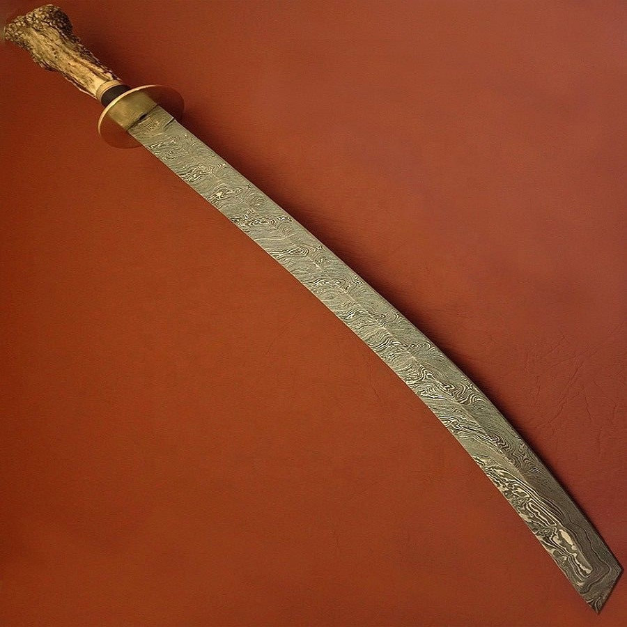 Buy Awesome Custom Damascus Steel Handmade Katana Sword / Antler ...