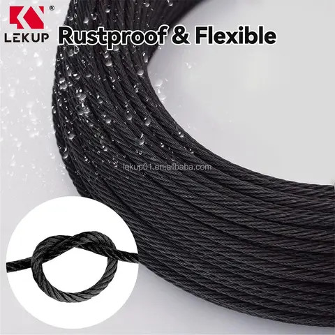 Buy Cable Railing Systems Black T316 Stainless Steel Cable 7x7 Strands ...