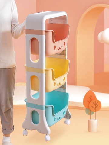 Buy Childrens Toy Storage Rack Kids Shelf With Wheels Plastic Shelves ...