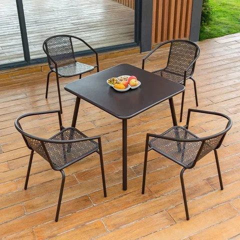 Buy Coffee Shop Table And Chair Waterproof Sun Protection Courtyard ...
