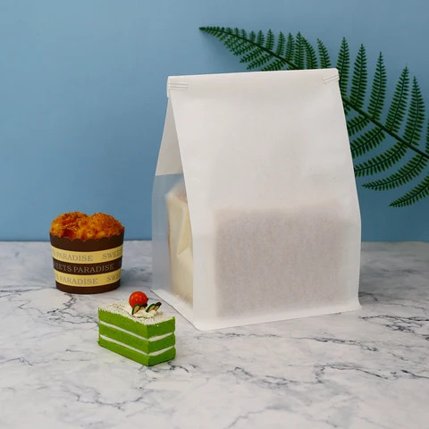 Buy Custom Printed Bakery Bread Packaging Paper Bags With Plastic ...