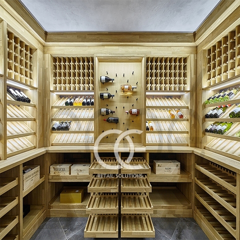 Buy Customized Wine Shop Display Wooden Wine Furniture Rack Wall ...