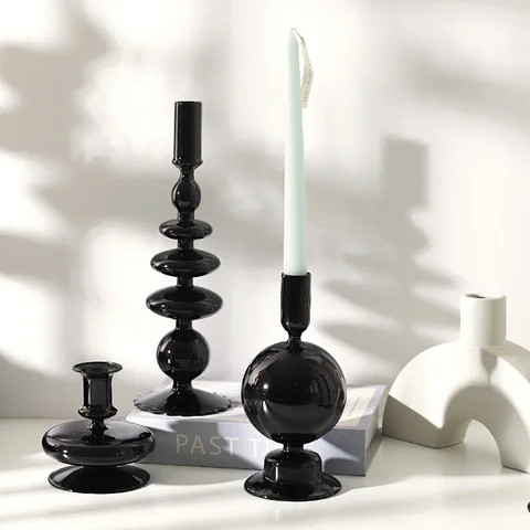 Buy High Borosilicate Hand Blown Colored Candle Stick Stand Candlestick ...