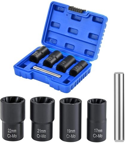 Buy Impact Bolt Nut Removal Extractor Socket Tool Set With Center Punch ...