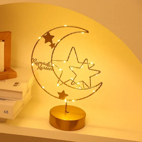 Buy L Ramadan Iron Moon Star Lamp Crescent Moon Decor Led Light ...