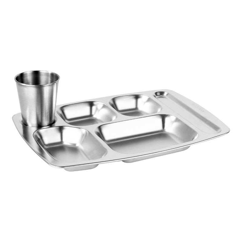 Buy School Hospital 6 Compartments Canteen Plates Metal Stainless Steel ...