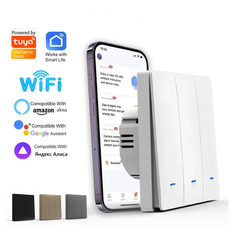 Buy Tuya Wifi Smart Wall Switch Zero Fire Single Fire N+l L 3gang ...