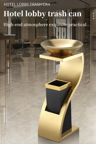 Buy Unique Design Luxury Gold Metal Trash Can Hotel Lobby Garbage Can ...