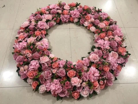 Buy Wedding Red White Stage Backdrop Decoration Rose Artificial Rosees ...