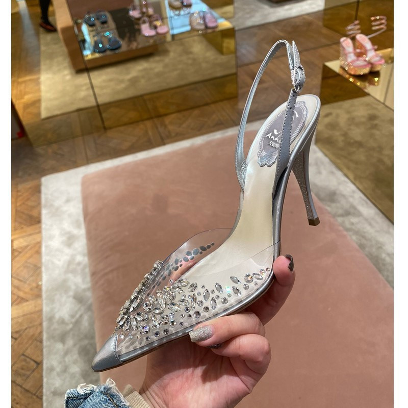 Buy 2021 Grape Granules Rhinestone Transparent Heels Pvc Upper Crystal ...