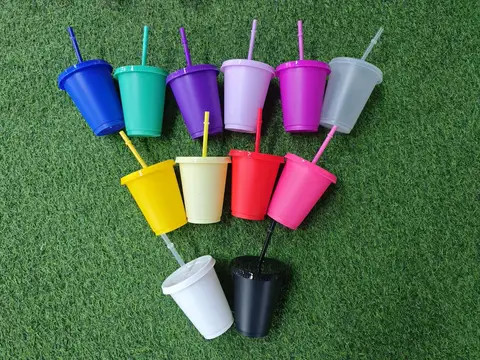 Buy 2024 Hot Seller Reusable Clear Plain Cup With Lid And Straw Single ...