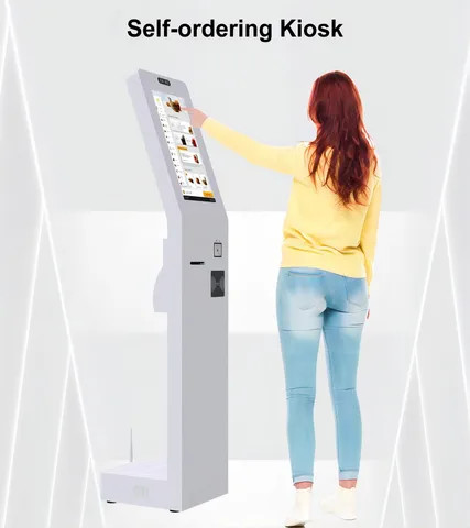 Buy 21.5 Inch Fast Food Interactive Self-service Cash Register Kiosk Terminal Printer Scanner ...