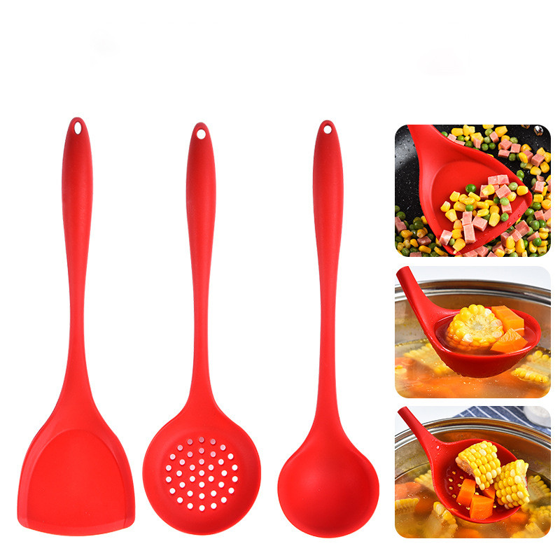 Buy 3 Pc Spatula Set Round Tail Handle Heat-resistant Non-stick ...
