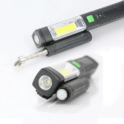 Buy 3w Cob 1w Led Work Light Telescope Metal Bar Plastic Led Flashlight ...