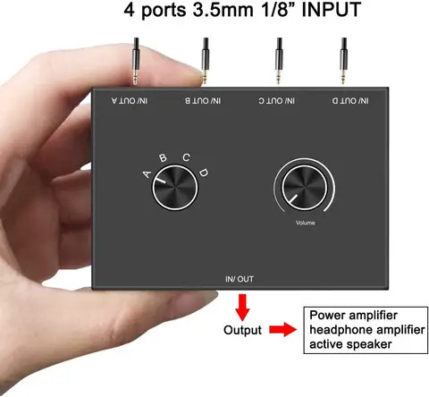 Buy 4 Ports 3.5mm Stereo Audio Switcher 4 Way Stereo Audio Selector 4 ...