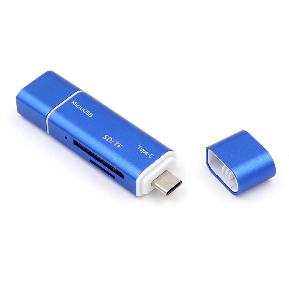Buy Aluminum Alloy 3 In 1 Otg Card Reader Type C Micro Usb Multi ...