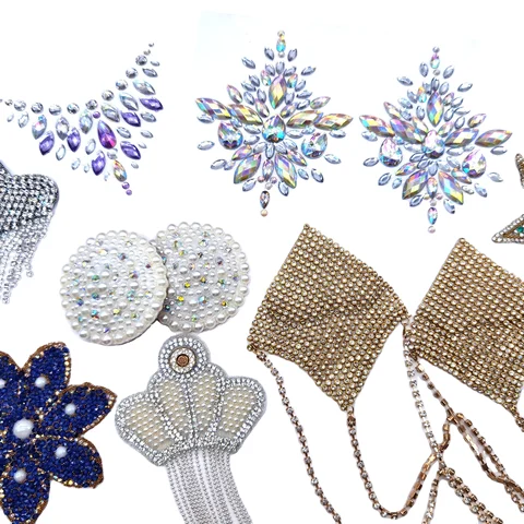 Buy Breast Jewel Sticker Chest Gem Glitter Rhinestone Temporary Tattoo ...