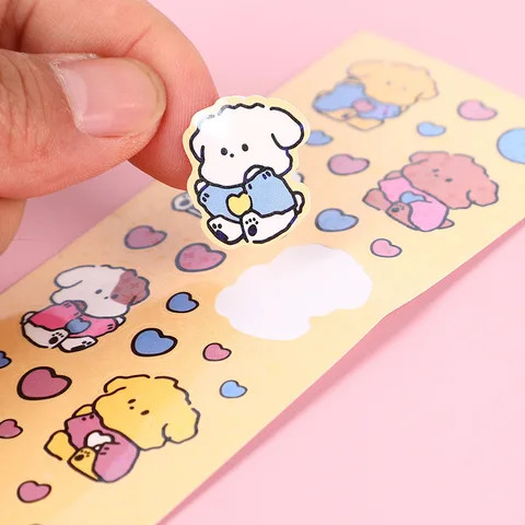 Buy Cartoon Dog Cute Goo Card Stickers Waterproof Laser Thin Glitter ...