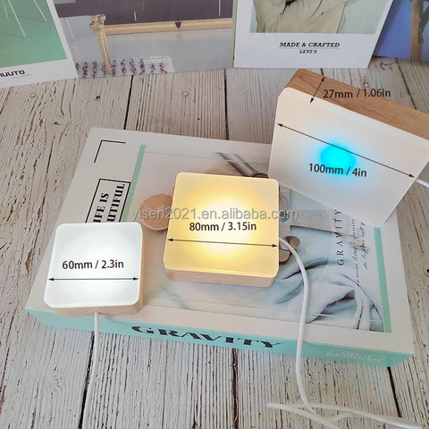 Buy Diffused Plate Round Solid Wood Luminous Base White Light Warm ...