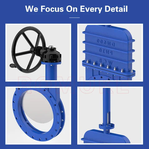 Buy Dmz373h-10c Carbon Steel Wcb Bevel Gear Non Rising Stem Wafer Type Manual Knife Gate Valve ...