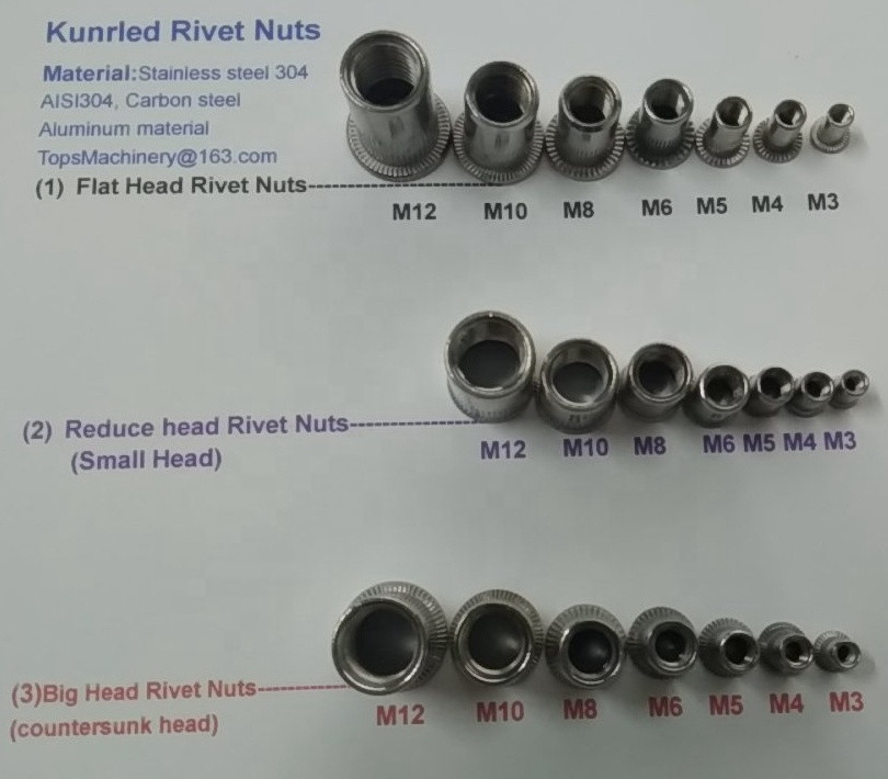 Buy Insert Flat Head Blind Knurled Rivet Nut M8 , Bilnd Steel M3 M4 M5 M6 M8 M10 M12 Rivet Nut ...