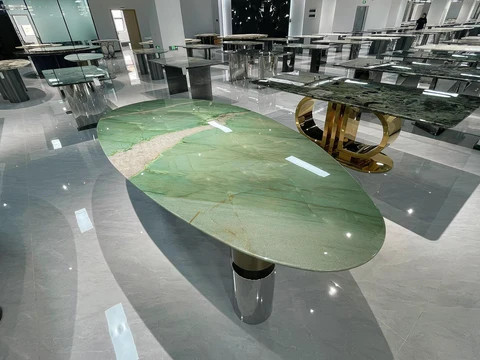 Buy Luxury Green Marble Table Tops Interior Round Natural Green Marble ...