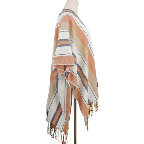 Buy Striped Custom Warm Cape Blanket Acrylic Shawl Boucle Winter Poncho ...