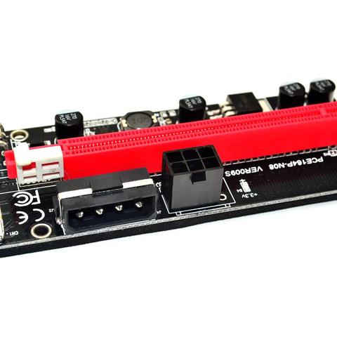 Buy Ver 009s Pcie Riser Card 6pin 1x To 16x Pci-e Pci Riser Extender ...