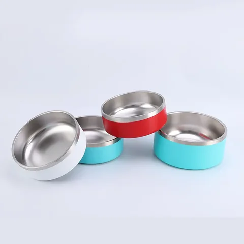 Buy Yoshi 32oz 64oz Double Walled Stainless Steel Pet Food Bowl Vacuum ...
