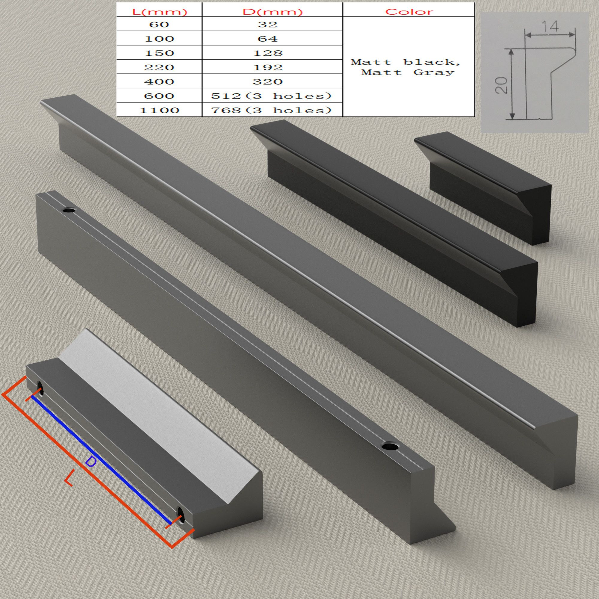 Buy Cabinet Handle 7-shaped Aluminum Alloy Handless Handle Door ...