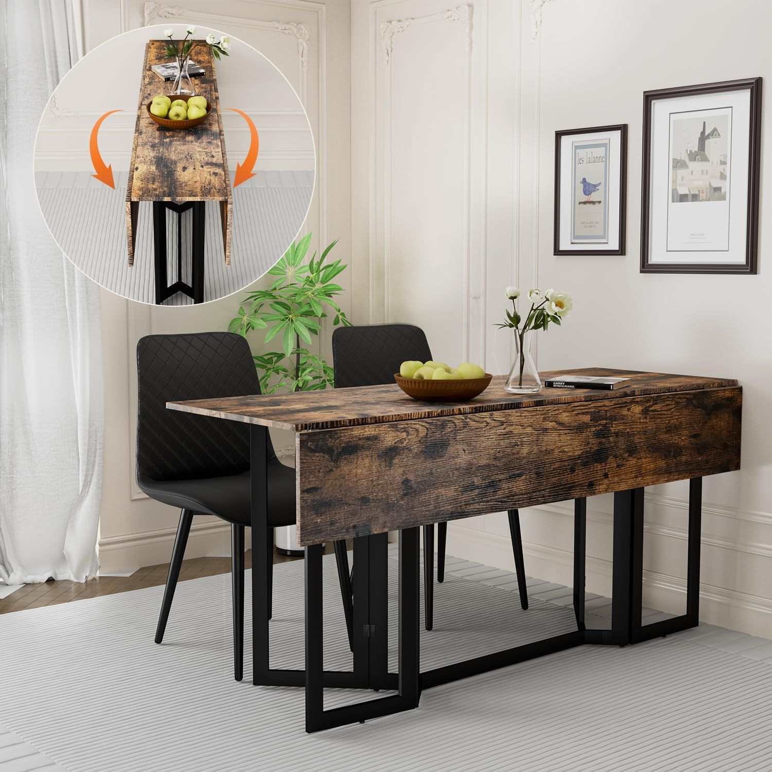 Buy Dining Table For 6 People, 62 Inch Foldable Wood Dining Table For ...