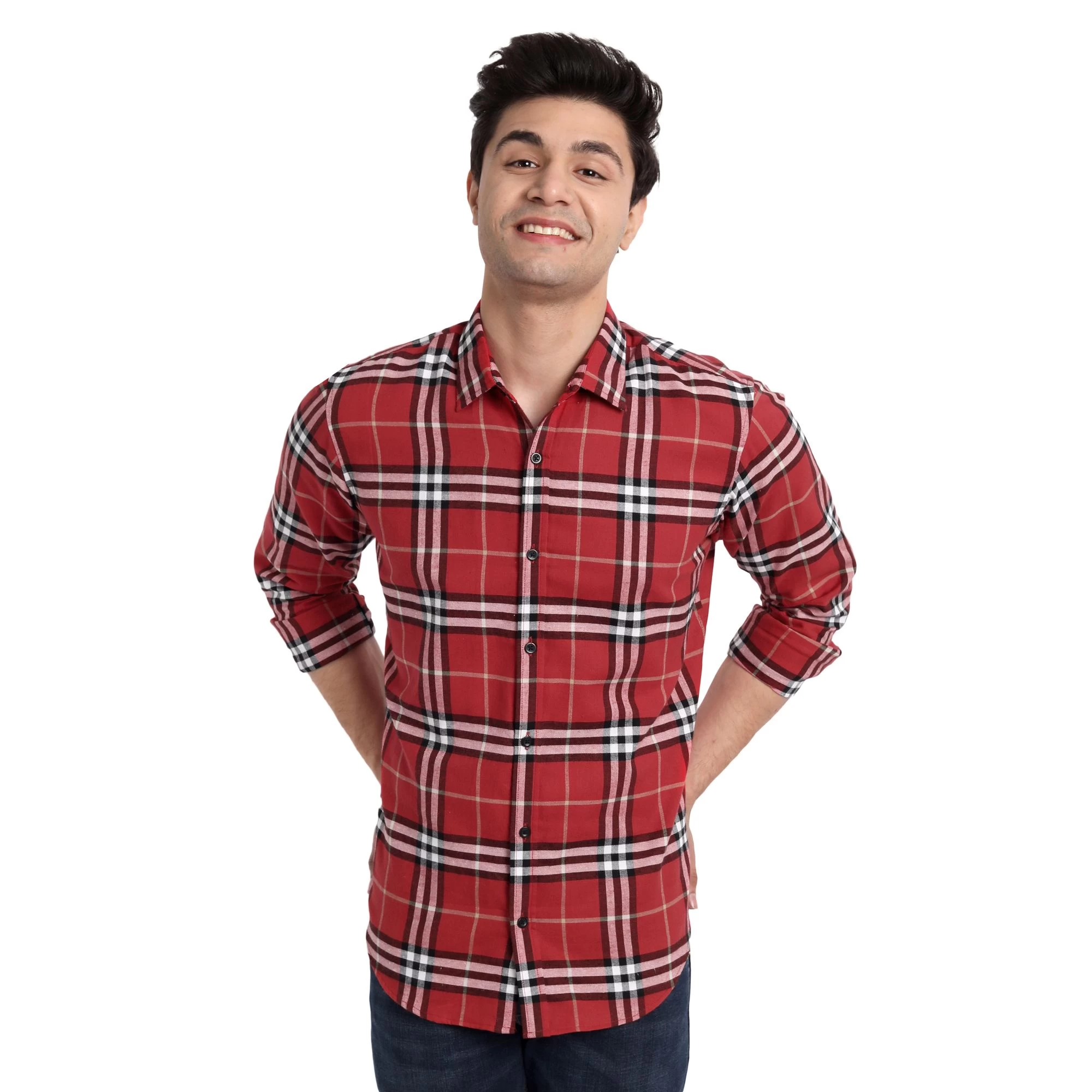 Buy Red Check Shirt from High Skyzz, India | Tradewheel.com
