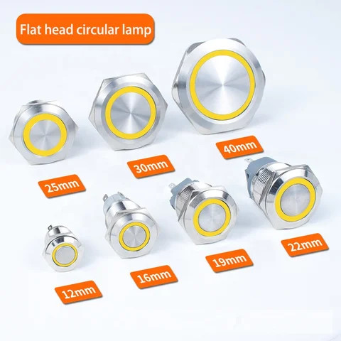 Buy 12/16/19/22/25/30mm Short Stroke Mini Waterproof Metal Push Button ...