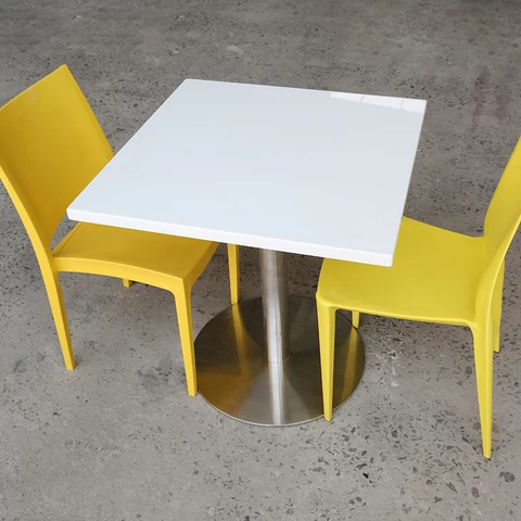 Buy Customize Artificial Stone Solid Surface Square White Modern Chairs And Tables Restaurant ...