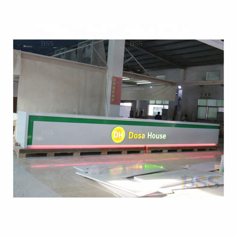 Buy Fastfood Restaurant Cashier Desk Reception Counter Design Front And ...