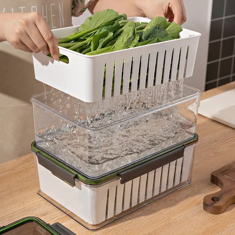 Buy Kitchen Double Layer Basket Strainers Multi-functional Transparent ...