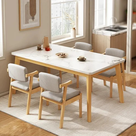 Buy Nordic Simple 5 Piece Dining Table Set Wood Table And 4 Chairs Set ...