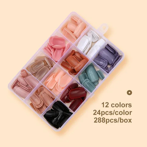 Buy Patch Solid Color 12-color Boxed Bright Nail 288 Pieces Press On ...