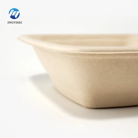 Buy Plastic Lunch Box Bagasse Pulp Food Containers Sugarcane Bowl Safe ...