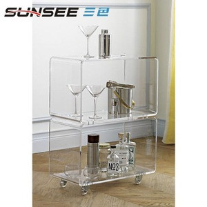 Buy Pmma Cart Plexiglass Acrylic Hotel 2 Tier Acryl Moving Trolley ...