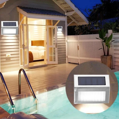 Buy Stainless Steel Solar Fence Light Waterproof Deck Light Outdoor ...