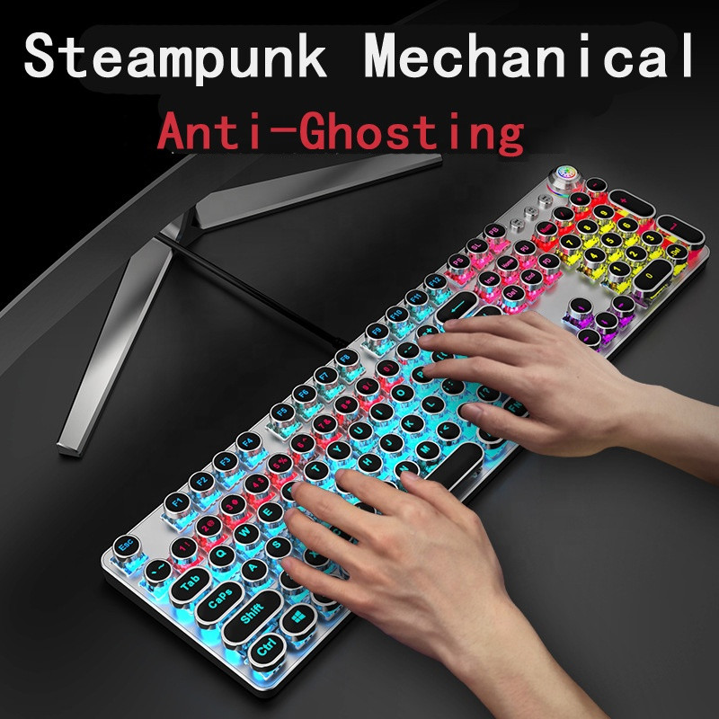 Buy Steampunk Colorful Led Back Light Ergonomics Mechanical Gaming ...