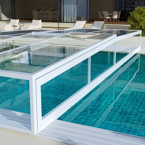 Buy Steel Frame Sunroom Sliding Open Triangle Aluminum Movable Swimming ...