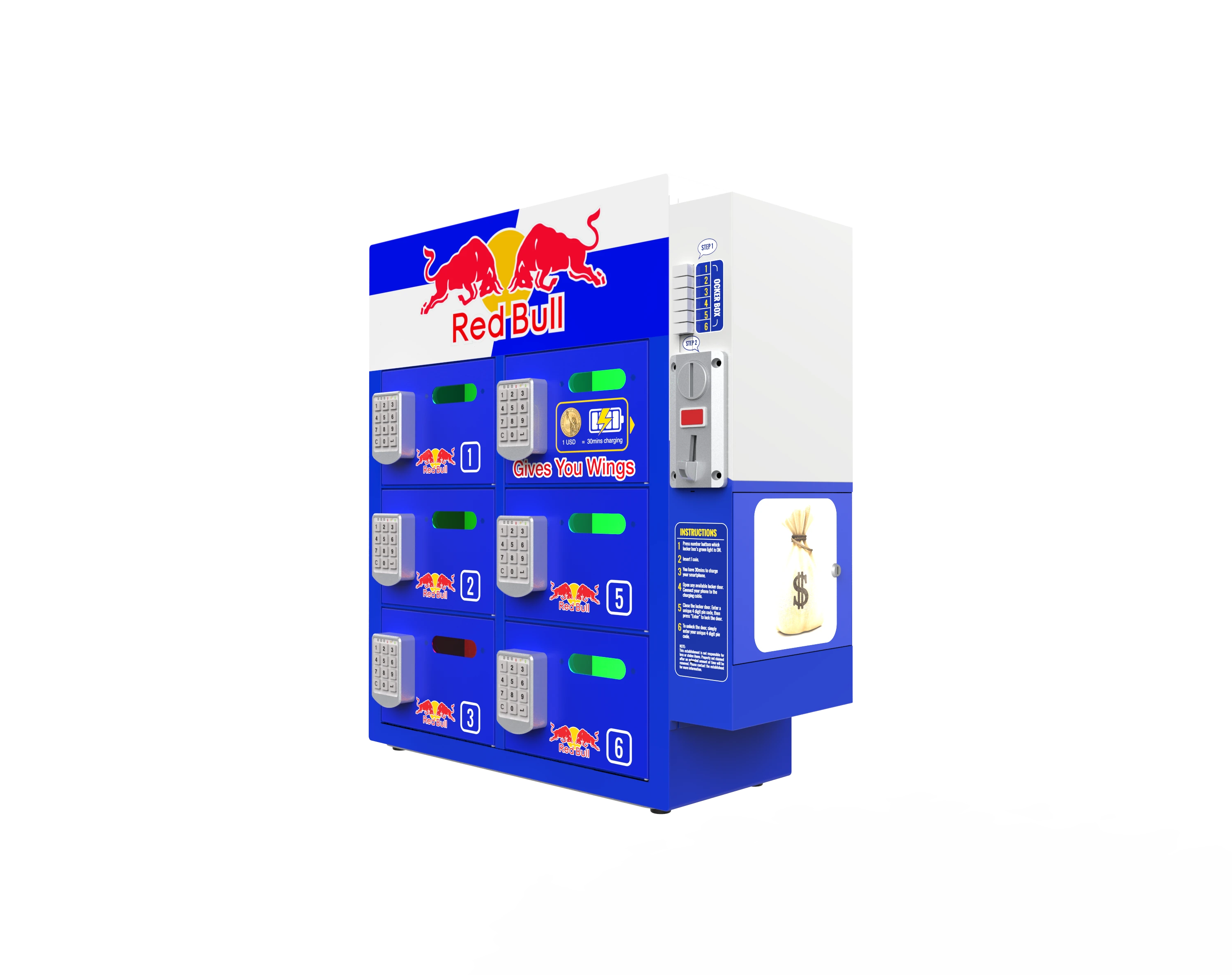 Buy Wall-mounted Charging Stations Phone Coin Operated Advertising Cell ...