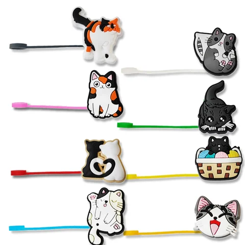 Buy Wholesale Straw Topper Cartoon Cat Straw Cover Soft Pvc Customized ...
